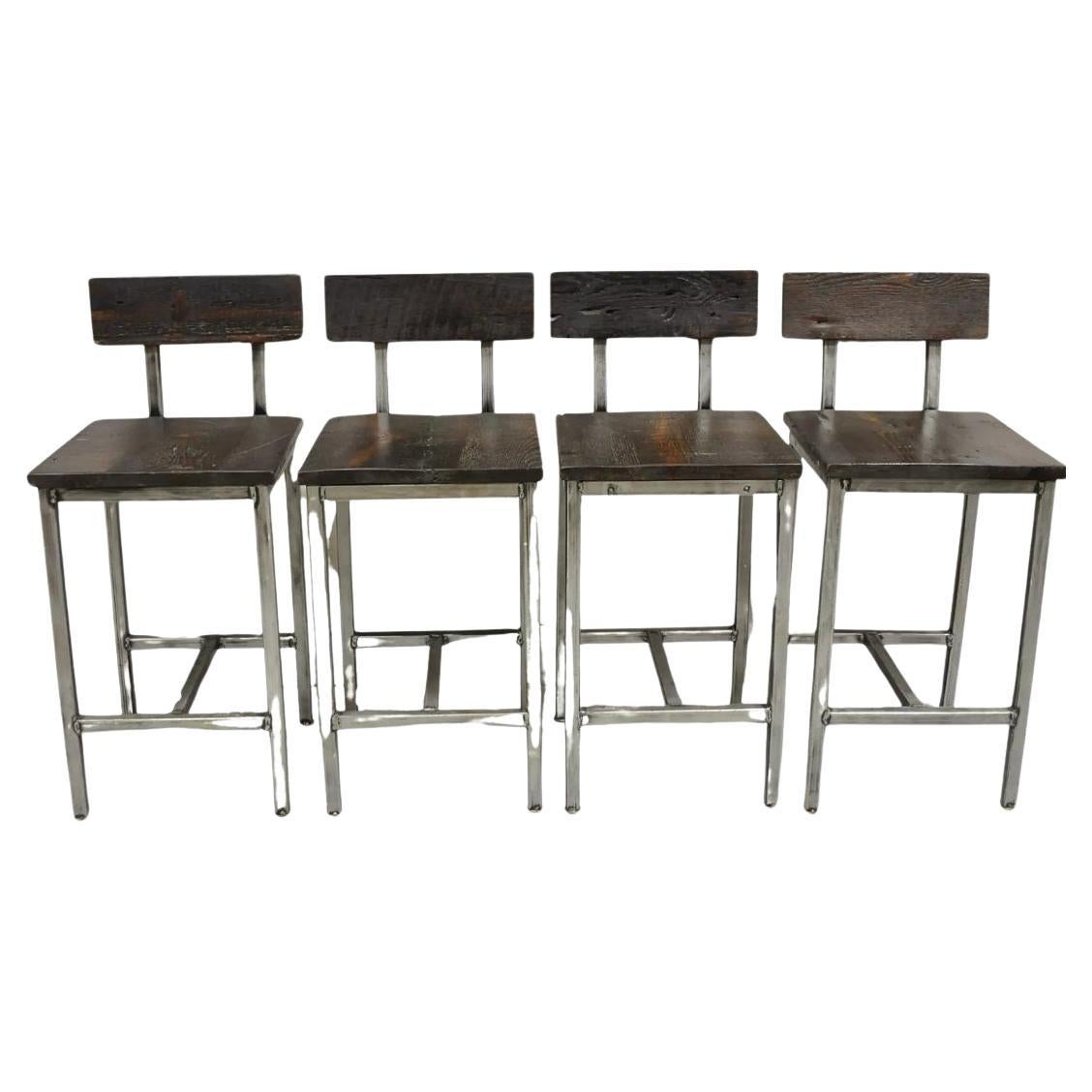 Late 20th Century Pier 1 Medici Pewter Wrought Iron Counter Bar Stools ...