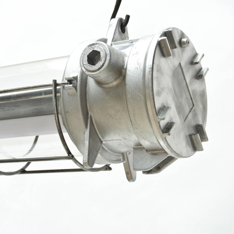 Industrial Fluorescent Light in Cast Aluminium with a Fence, circa 1970 ...