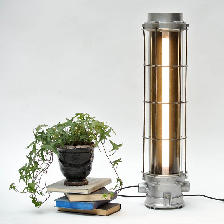 Industrial Fluorescent Light in Cast Aluminium with a Fence, circa 1970 ...