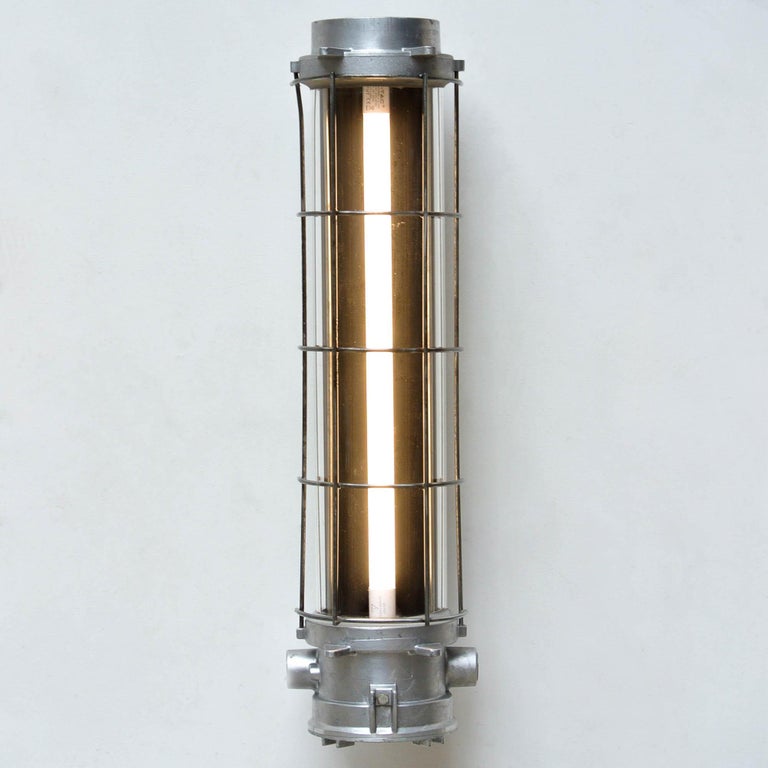 Industrial Fluorescent Light in Cast Aluminium with a Fence, circa 1970 ...
