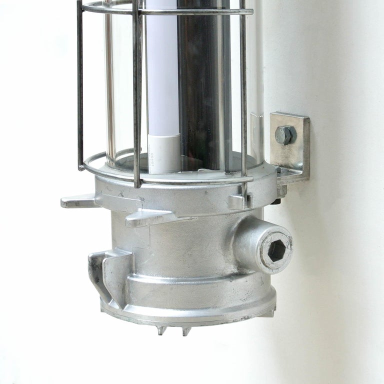 Industrial Fluorescent Light in Cast Aluminium with a Fence, circa 1970 ...