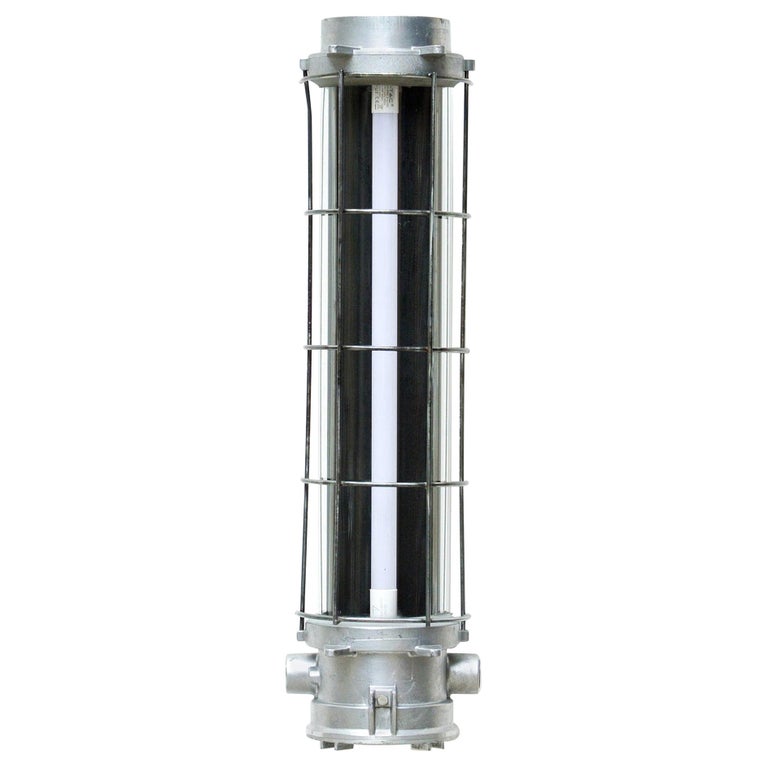 Industrial Fluorescent Light in Cast Aluminium with a Fence, circa 1970 ...
