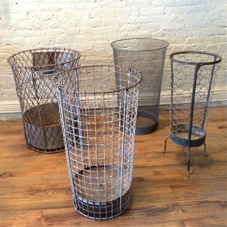 Industrial Galvanized Steel Metal Mesh Basket at 1stDibs