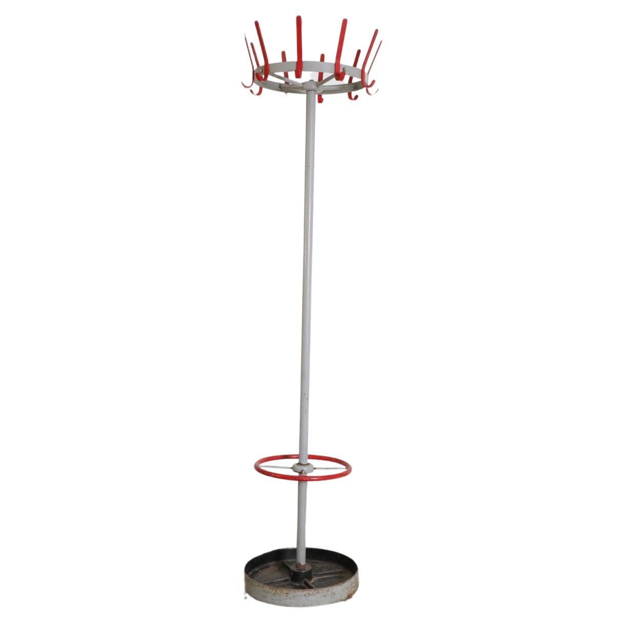 Industrial Gispen Red and Gray Coat Rack For Sale at 1stDibs