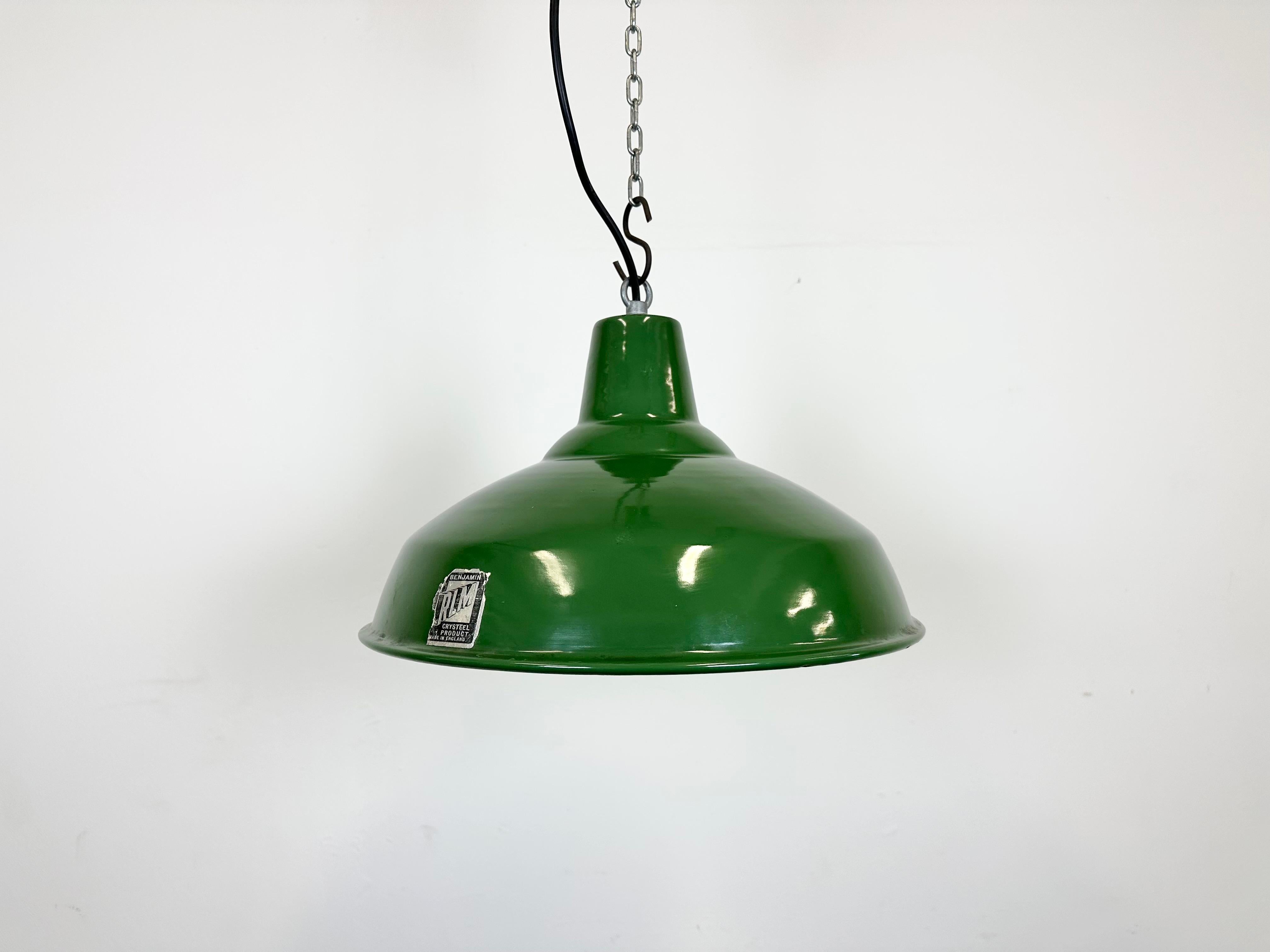 Industrial Green Enamel Factory Lamp from Benjamin, 1960s at 1stDibs ...