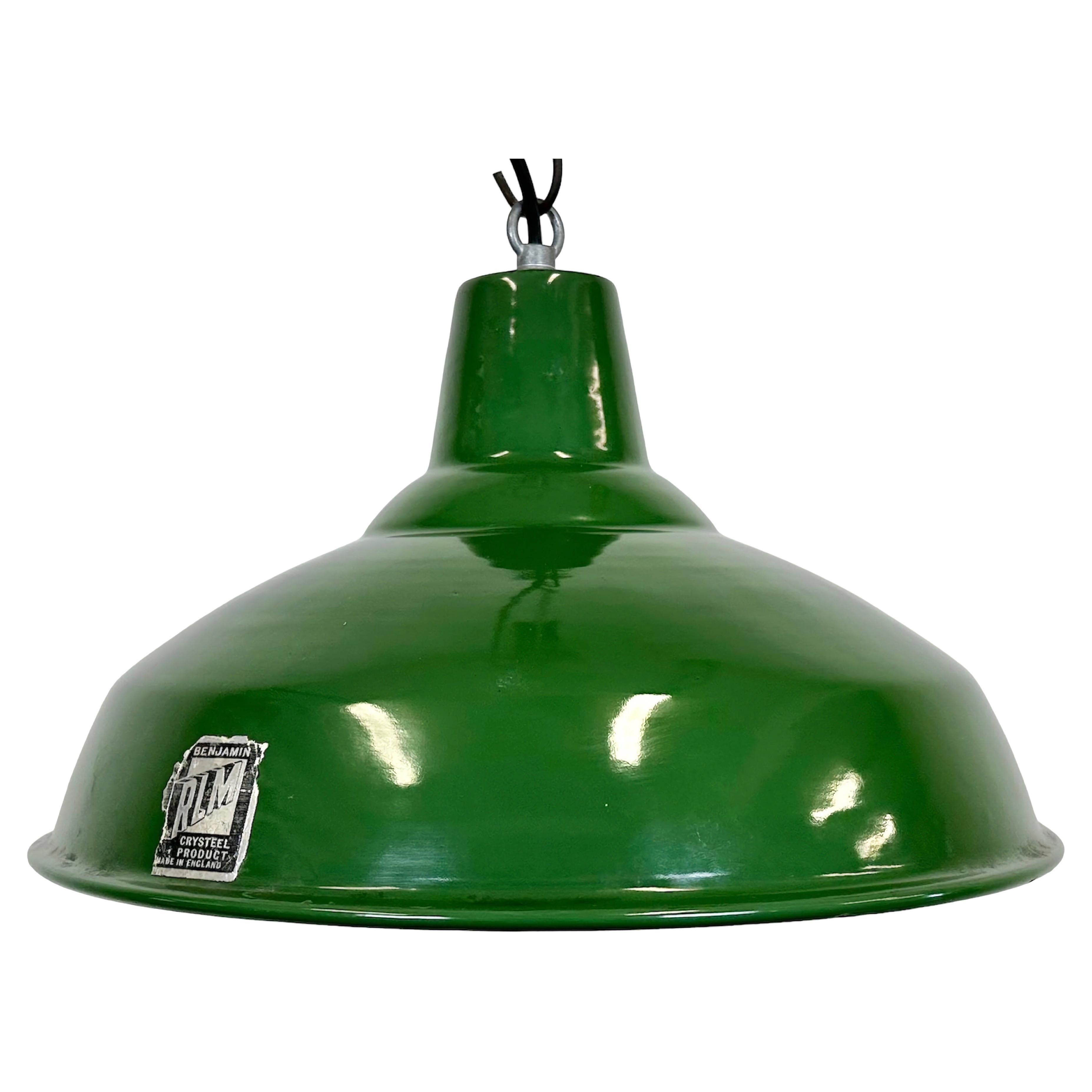 Industrial Green Enamel Factory Lamp, 1960s For Sale at 1stDibs