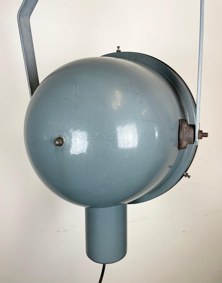 Industrial Grey Enamel Factory Spotlight with Glass Cover, 1950s For ...