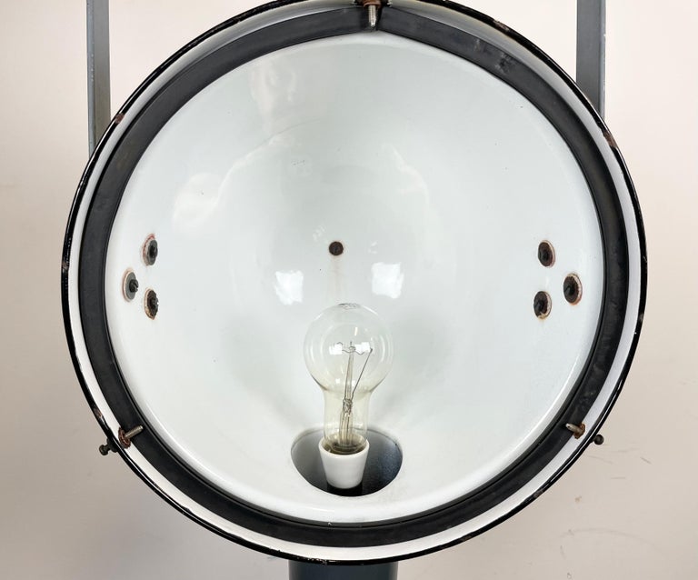 Industrial Grey Enamel Factory Spotlight with Glass Cover, 1950s For ...
