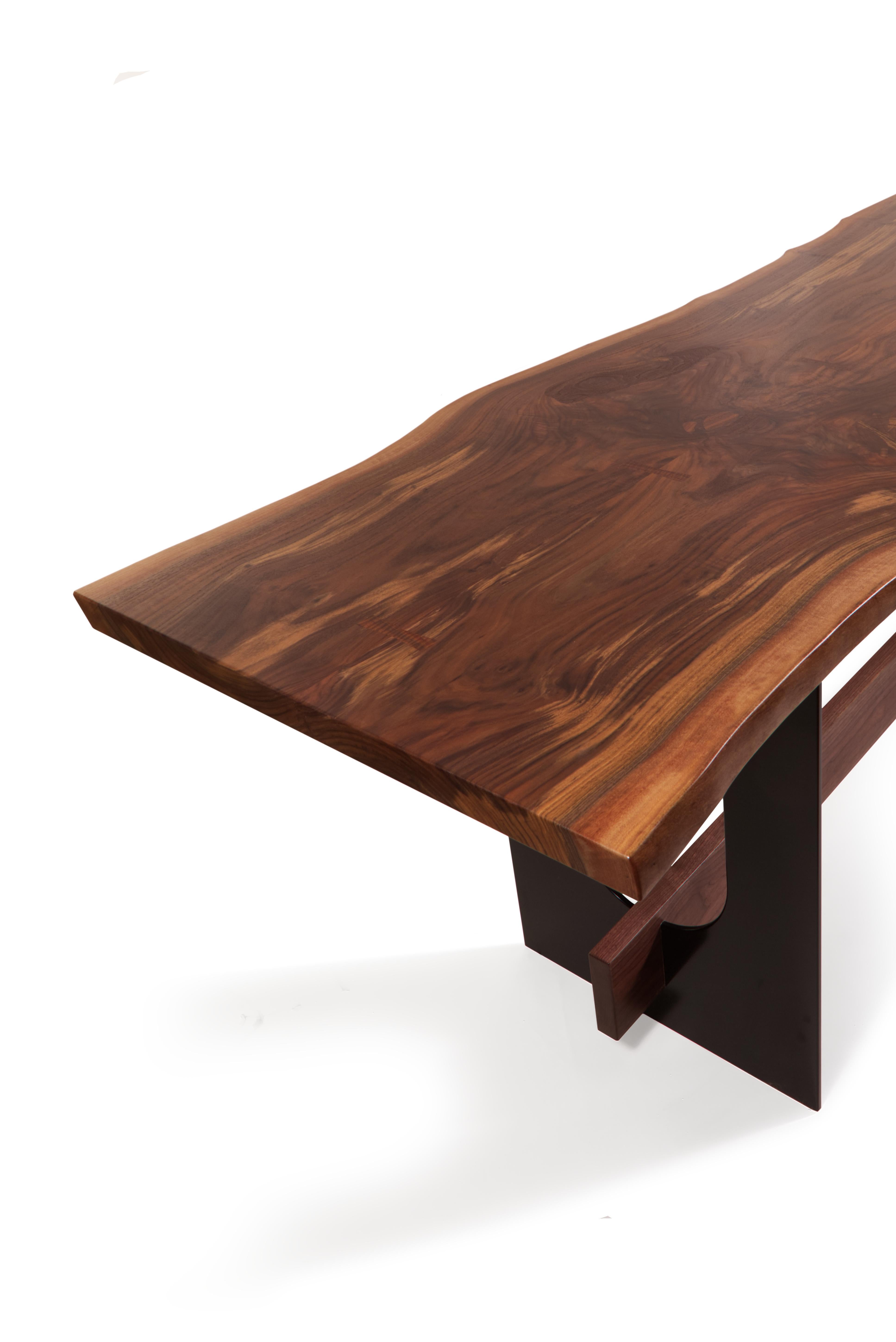 Industrial High-Top Claro Walnut and Steel Dining Table For Sale at ...