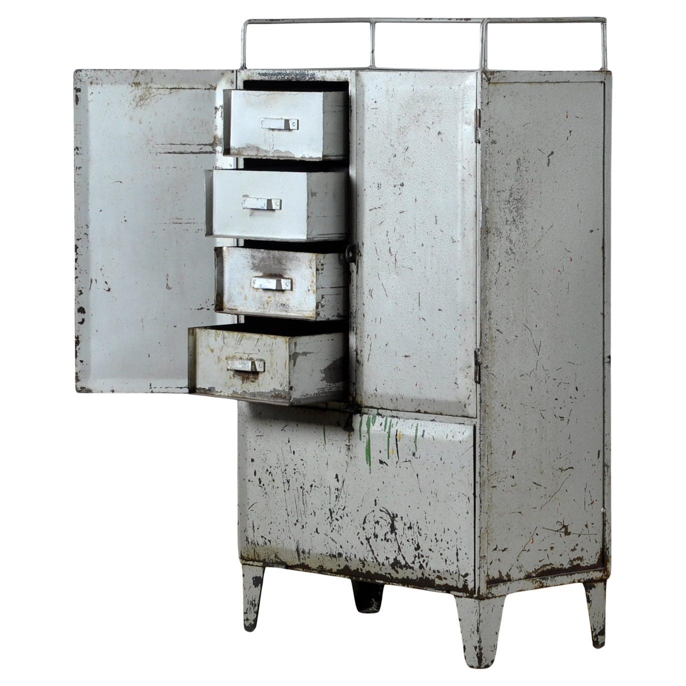 Industrial Iron Cabinet With 4 Drawers, 1960's For Sale at 1stDibs