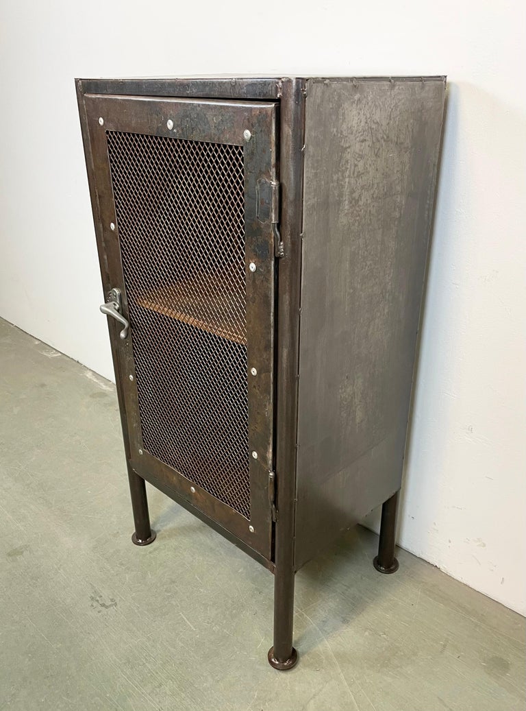 Industrial Iron Cabinet with Mesh Door, 1960s For Sale at 1stDibs