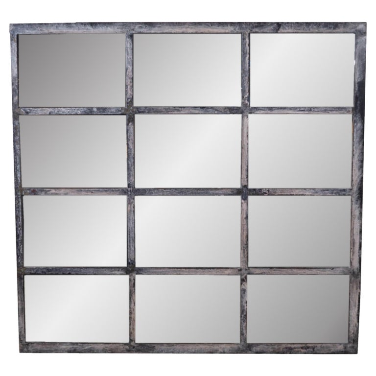 Industrial Iron Window Frame Mirror For Sale at 1stDibs