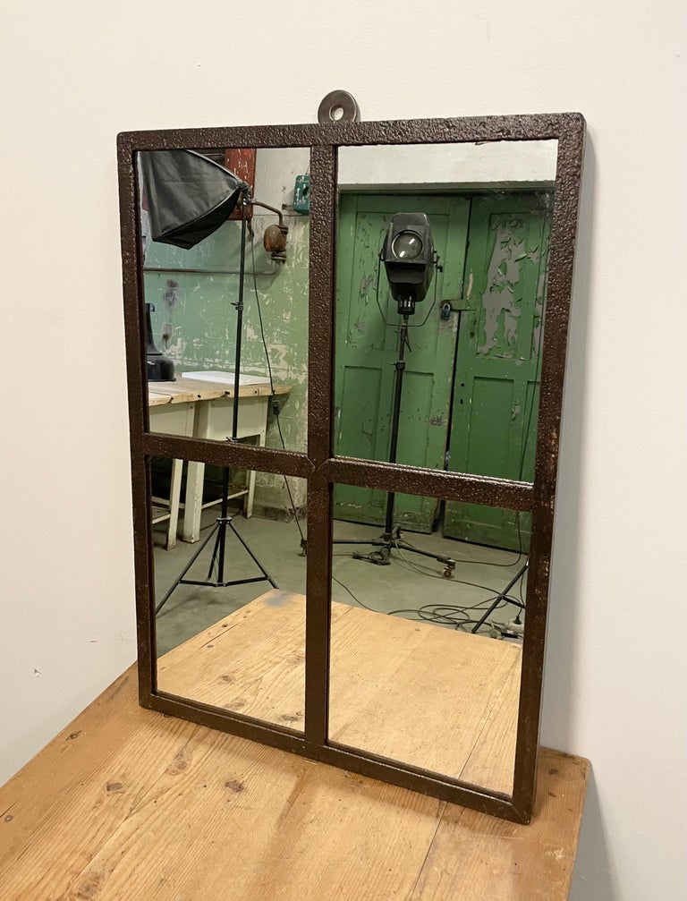 Industrial Iron Window Mirror, 1950s For Sale at 1stDibs