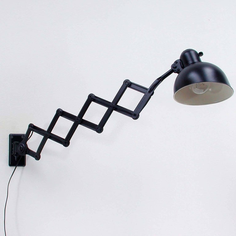 Industrial Kaiser Idell Black Adjustable Scissor Wall Light Model 6718 ...
