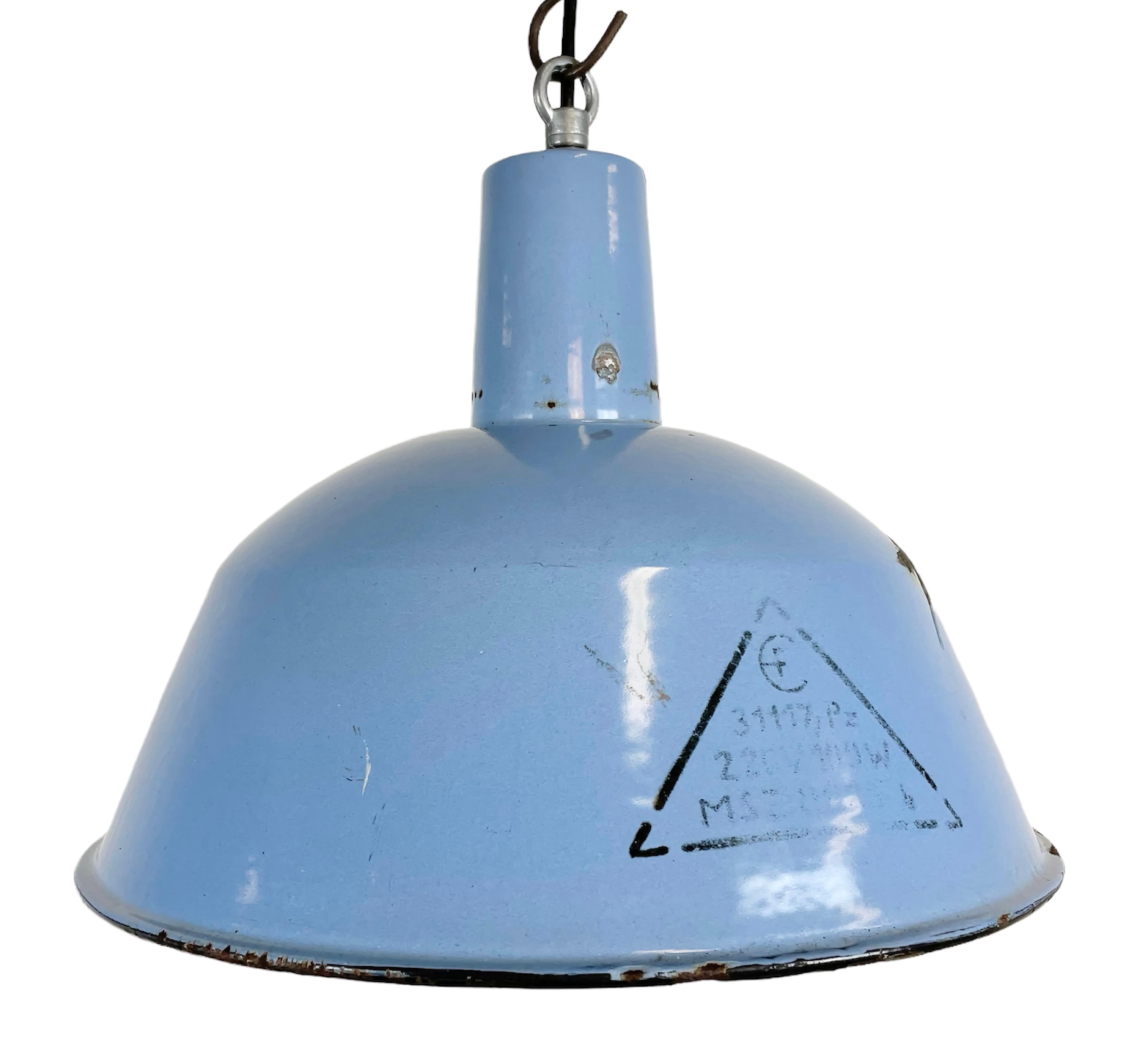 Blue Enamel Vintage Industrial Enamel Pendant Light at 1stDibs