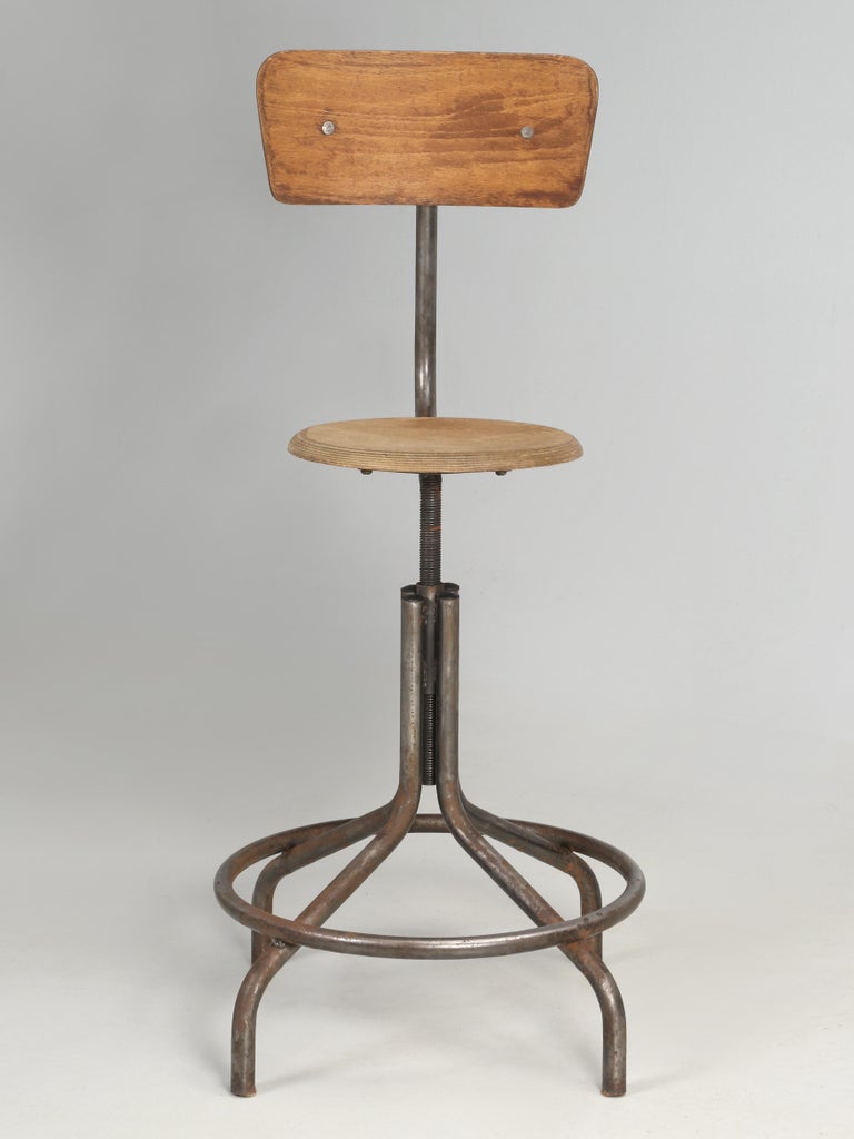 Industrial Machine-Age Adjustable Shop or Office Stool Unusually ...