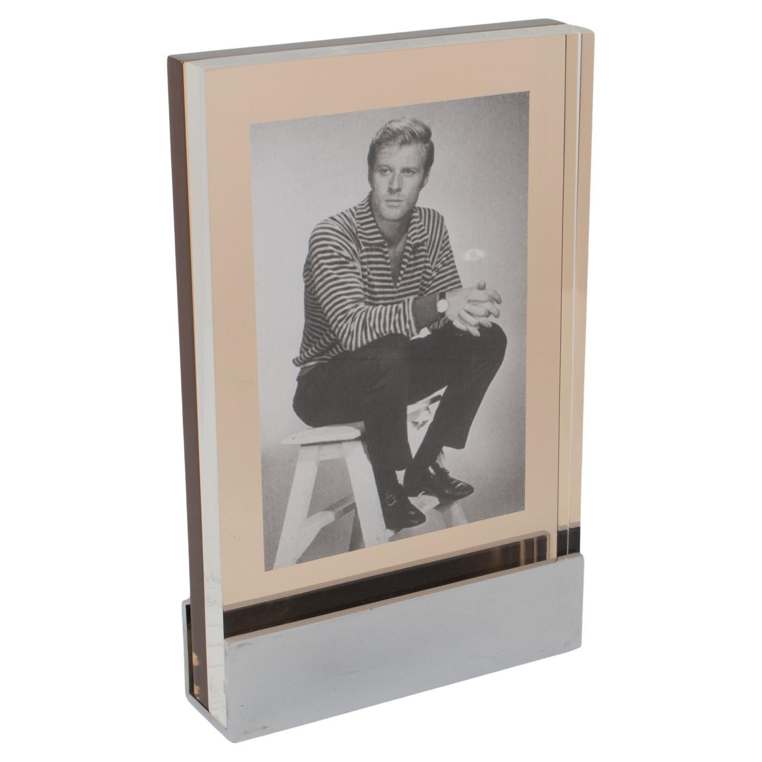 Industrial Machine Age Chrome and Lucite Picture Frame, France 1960s ...