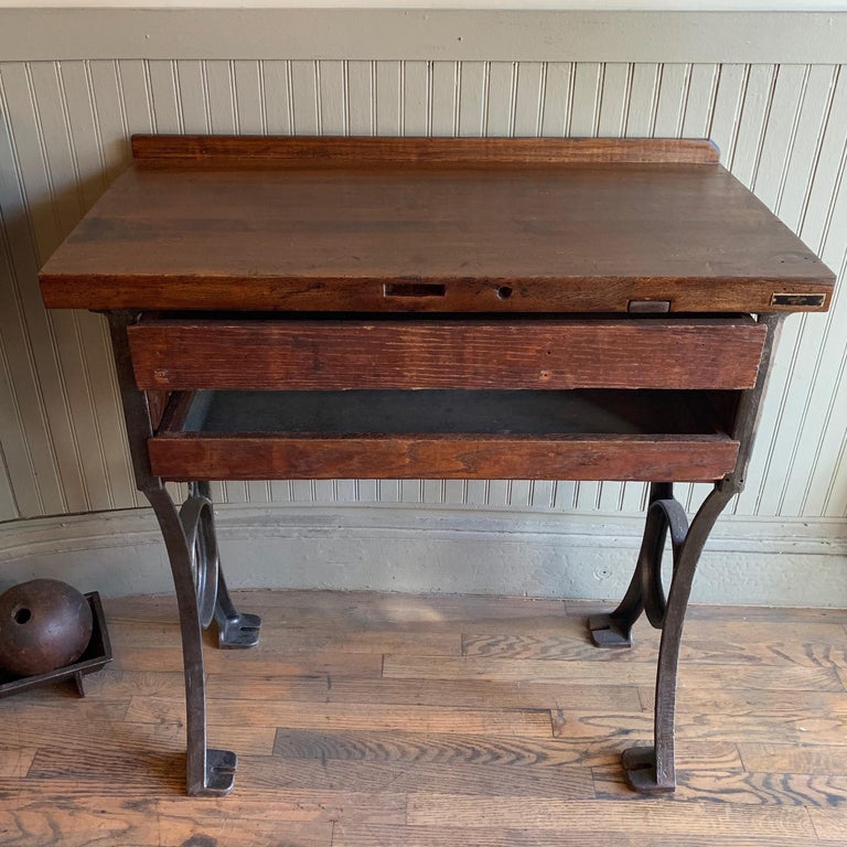 Industrial Maple and Cast Iron Jeweler's Work Bench, 1930s at 1stDibs