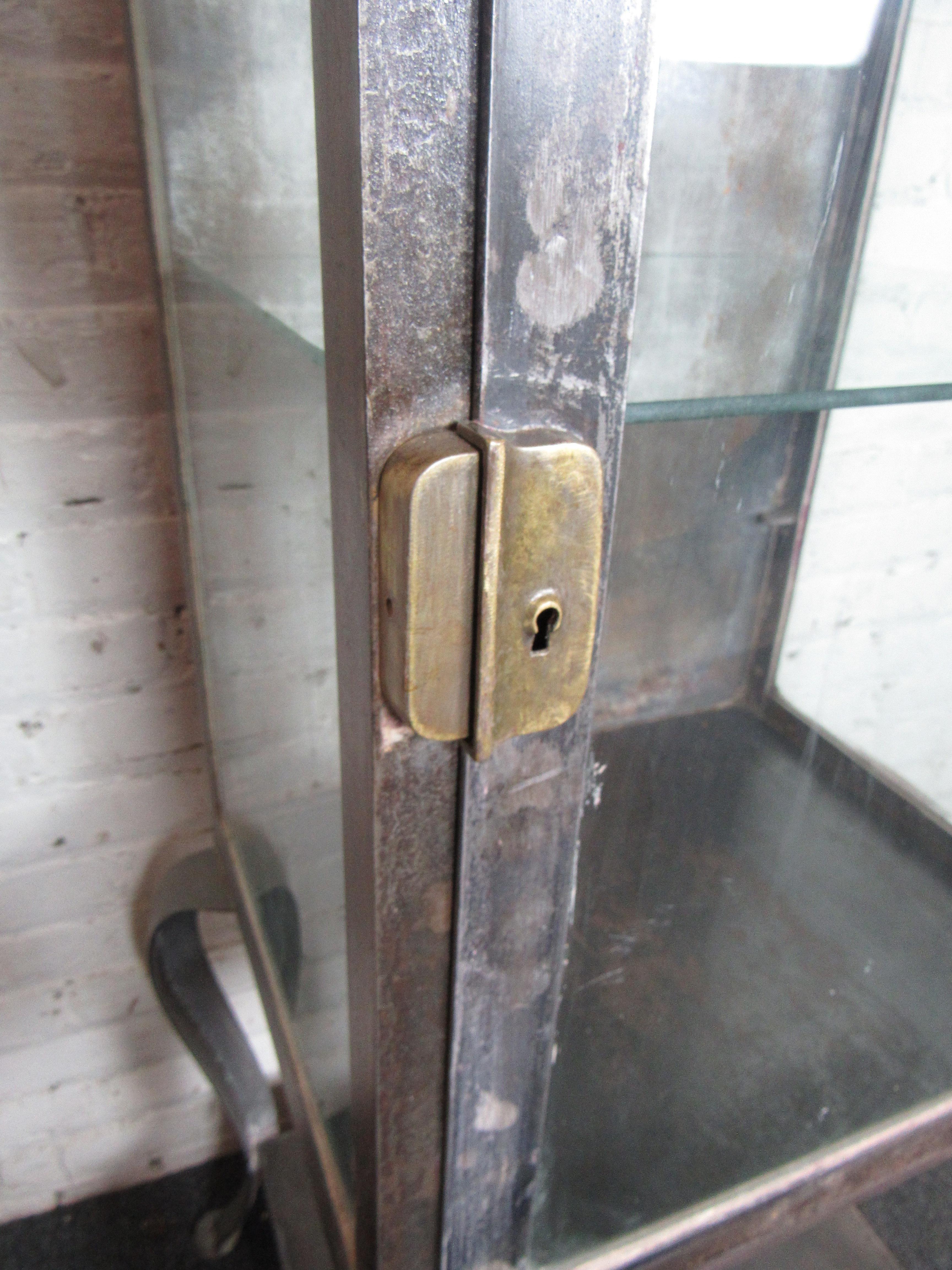 Industrial Metal and Glass Display Cabinet at 1stDibs