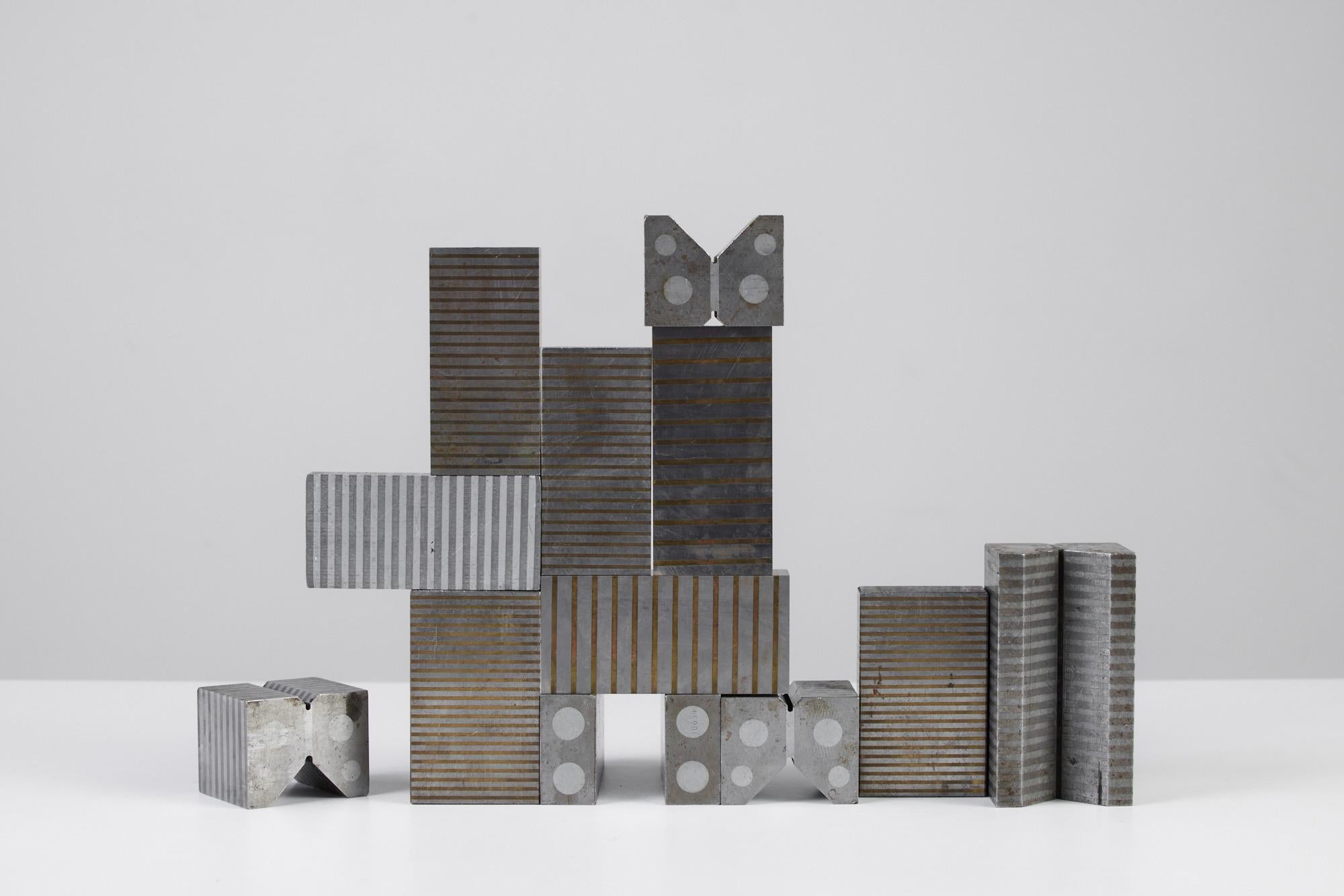 Industrial Metal Machine Block with Pin Hole Detail at 1stDibs