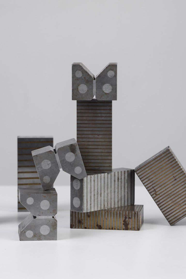 Industrial Metal Machine Block with Pin Hole Detail For Sale at 1stDibs