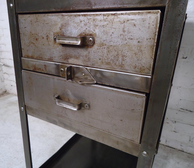 Industrial Metal Side Cabinet For Sale at 1stDibs