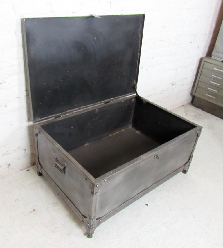 Industrial Metal Storage Trunk at 1stDibs