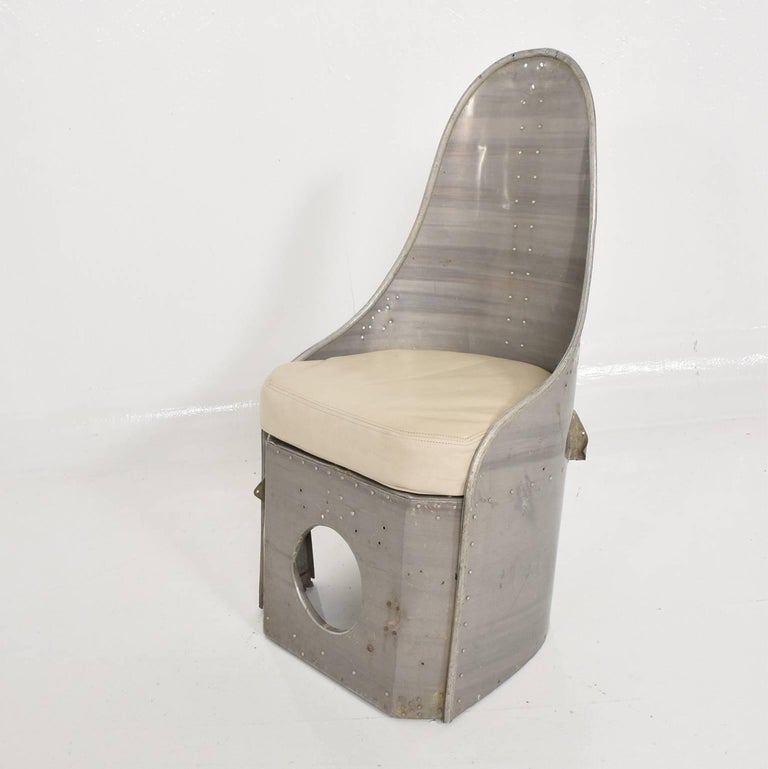 Industrial Mid-Century Modern Aluminum Airplane Chair For Sale at 1stDibs