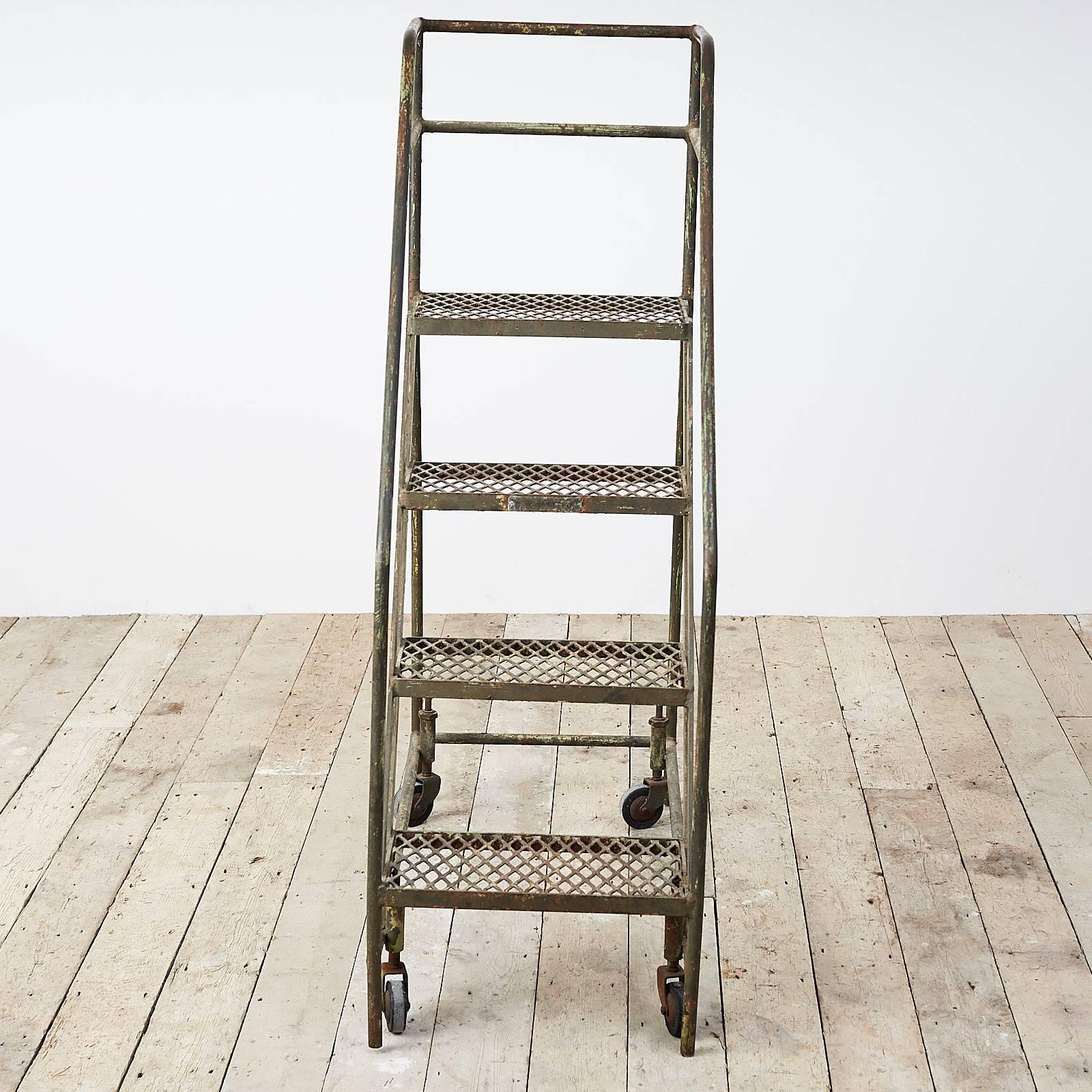 Industrial Mobile Library Ladder at 1stDibs