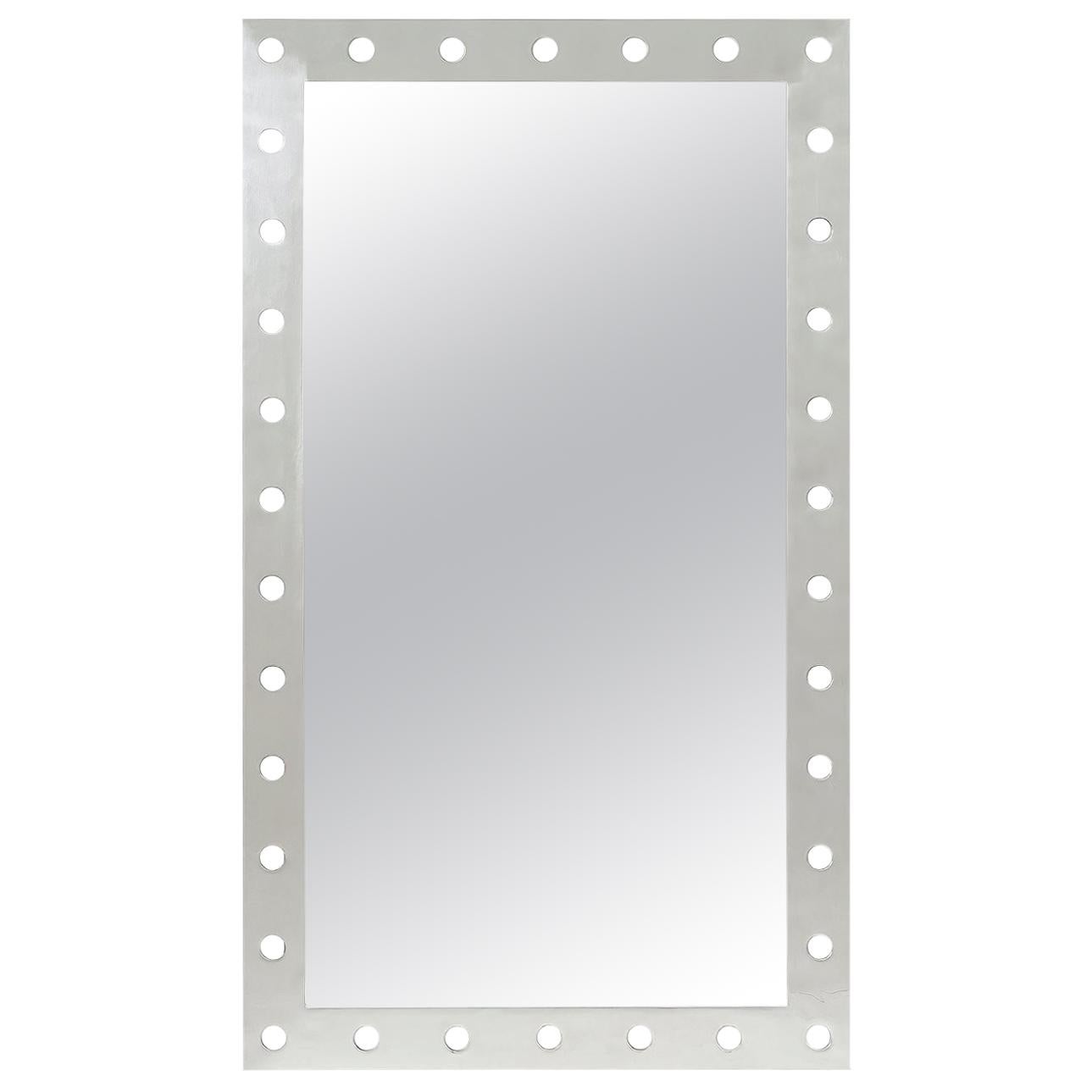 Industrial Round Metal Band Mirror at 1stDibs