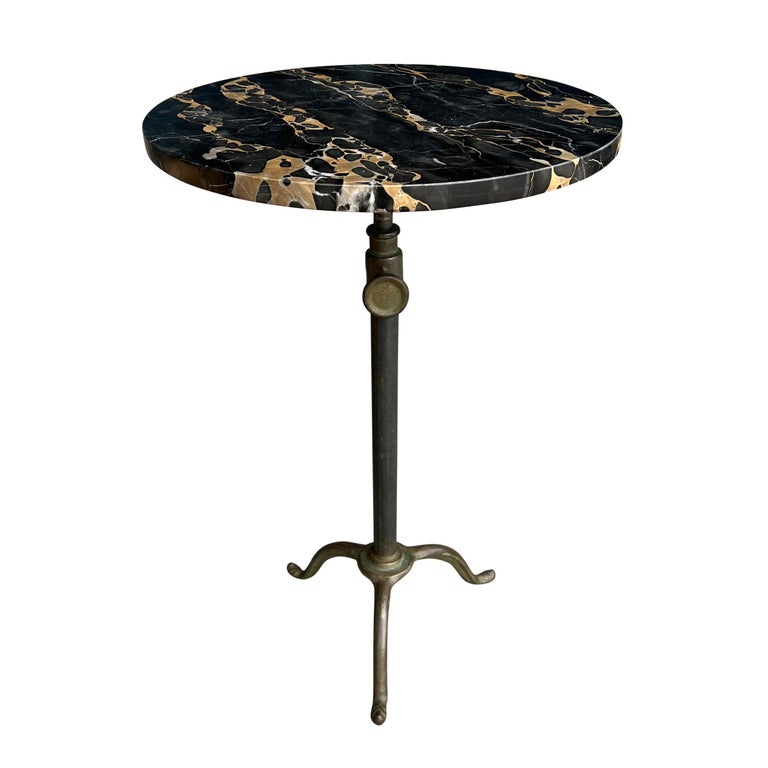 Industrial Nero Portoro Top Adjustable Side Table For Sale at 1stDibs