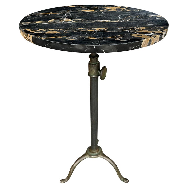 Industrial Nero Portoro Top Adjustable Side Table For Sale at 1stDibs