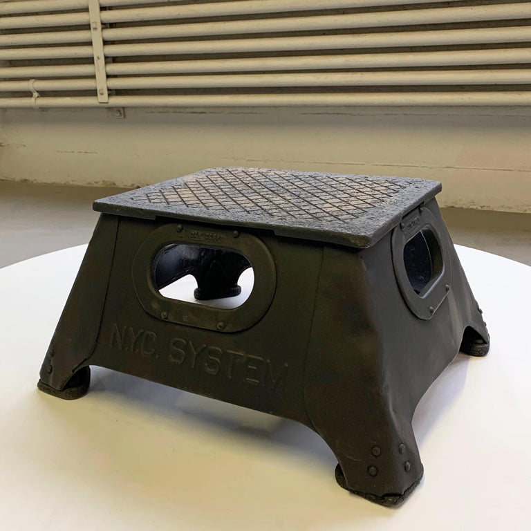 Industrial New York City System Steel Train Stool at 1stDibs