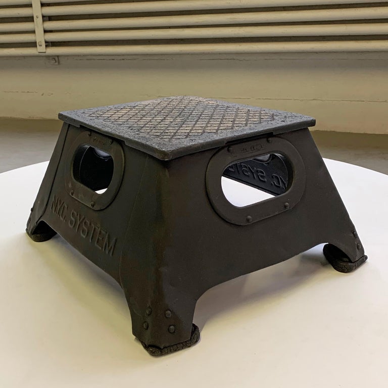 Industrial New York City System Steel Train Stool at 1stDibs