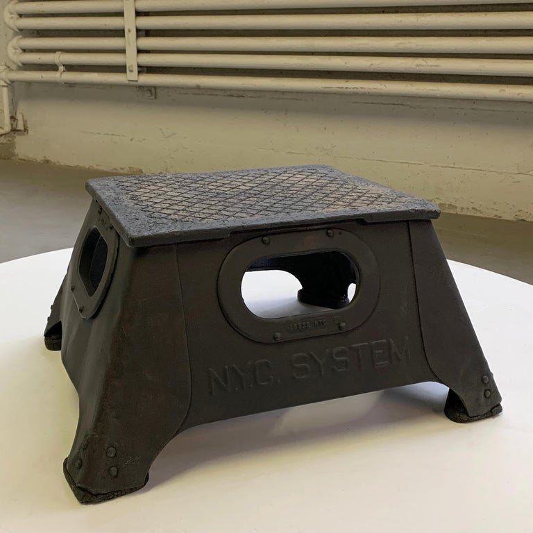 Industrial New York City System Steel Train Stool at 1stDibs