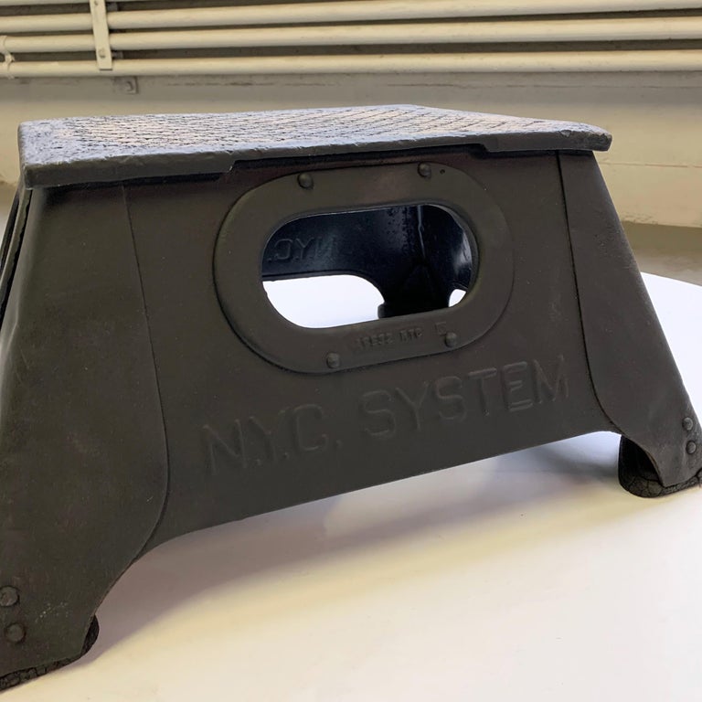 Industrial New York City System Steel Train Stool at 1stDibs