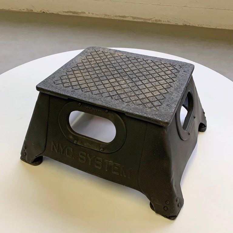 Industrial New York City System Steel Train Stool at 1stDibs