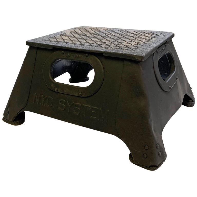 Industrial New York City System Steel Train Stool at 1stDibs