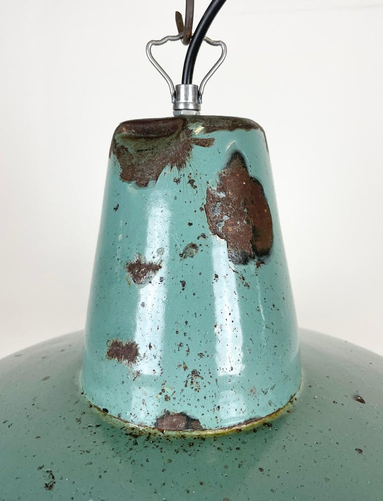Industrial Petrol Enamel Factory Lamp, 1960s For Sale at 1stDibs