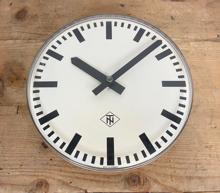 Industrial Plexiglass Station Wall Clock from TN, 1960 For Sale at 1stDibs