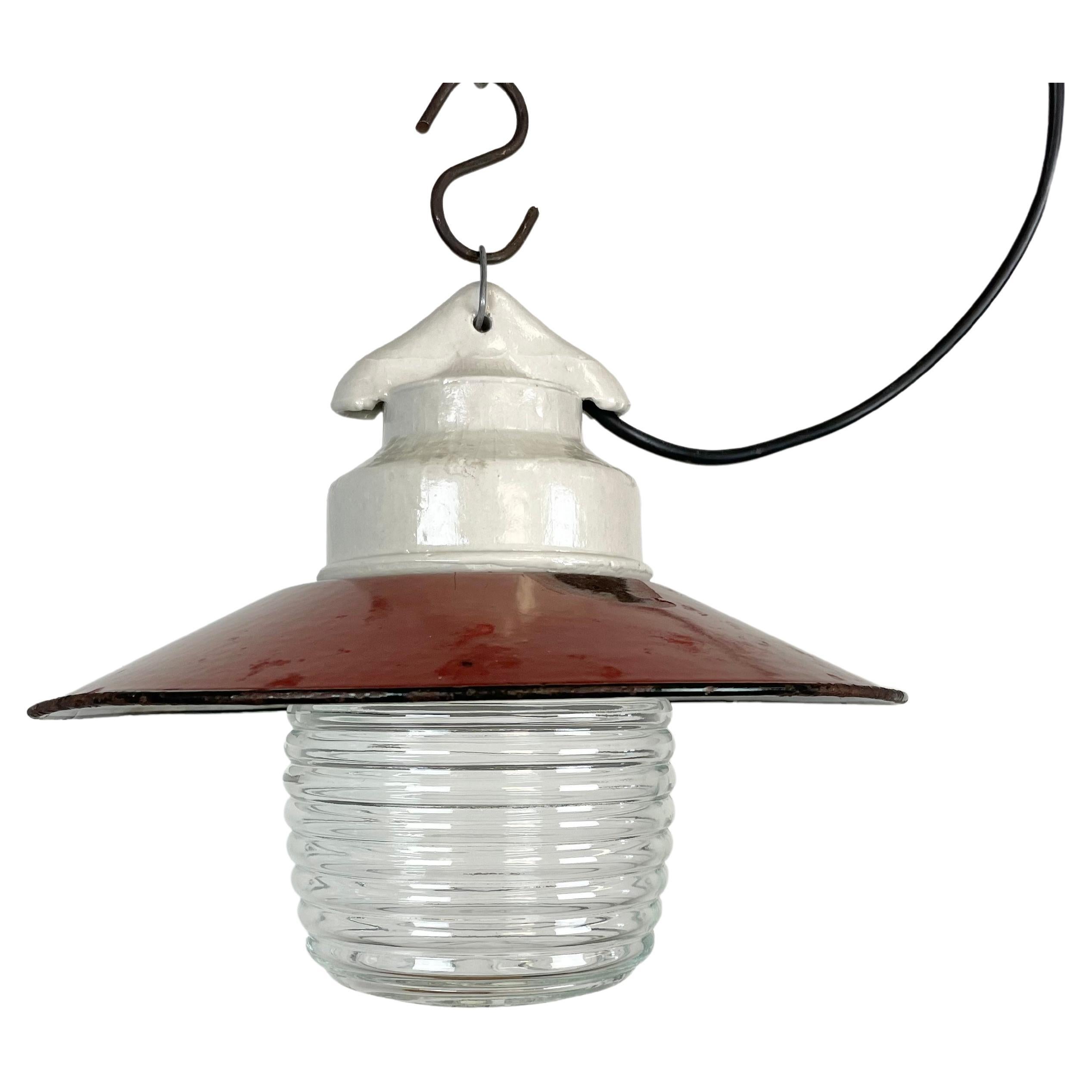 Industrial Cage Light with Ribbed Glass For Sale at 1stDibs