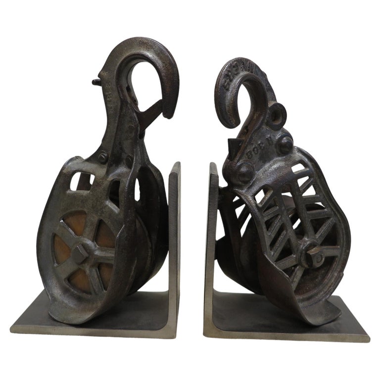 Industrial Pully Bookends at 1stDibs