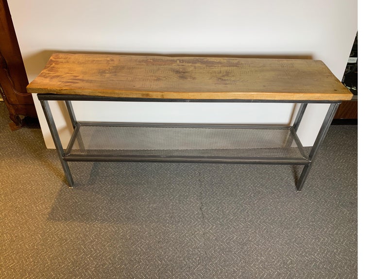 Industrial Reclaimed Wood and Metal Console Table For Sale at 1stDibs
