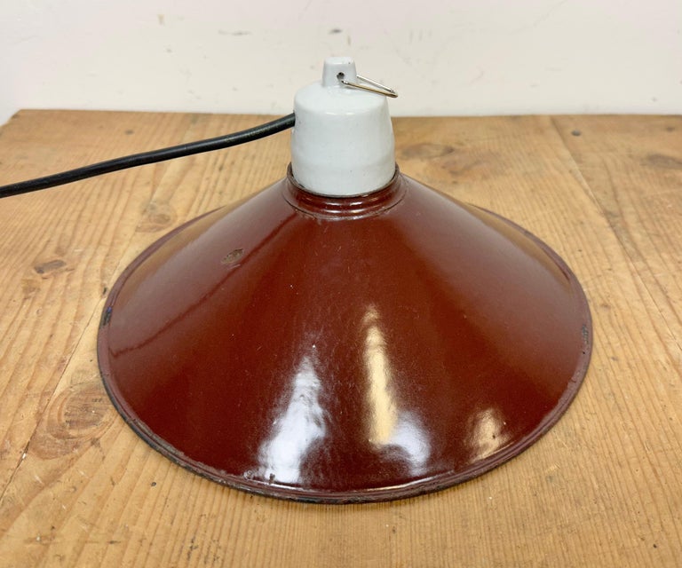 Industrial Red Enamel Pendant Light, 1970s For Sale at 1stDibs