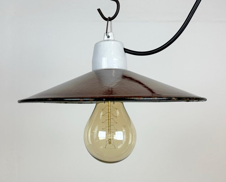 Industrial Red Enamel Pendant Light, 1970s For Sale at 1stDibs