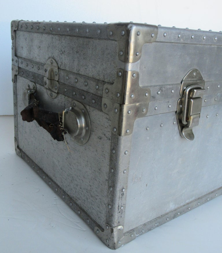 Industrial Riveted Aluminum Trunk 1940's at 1stDibs
