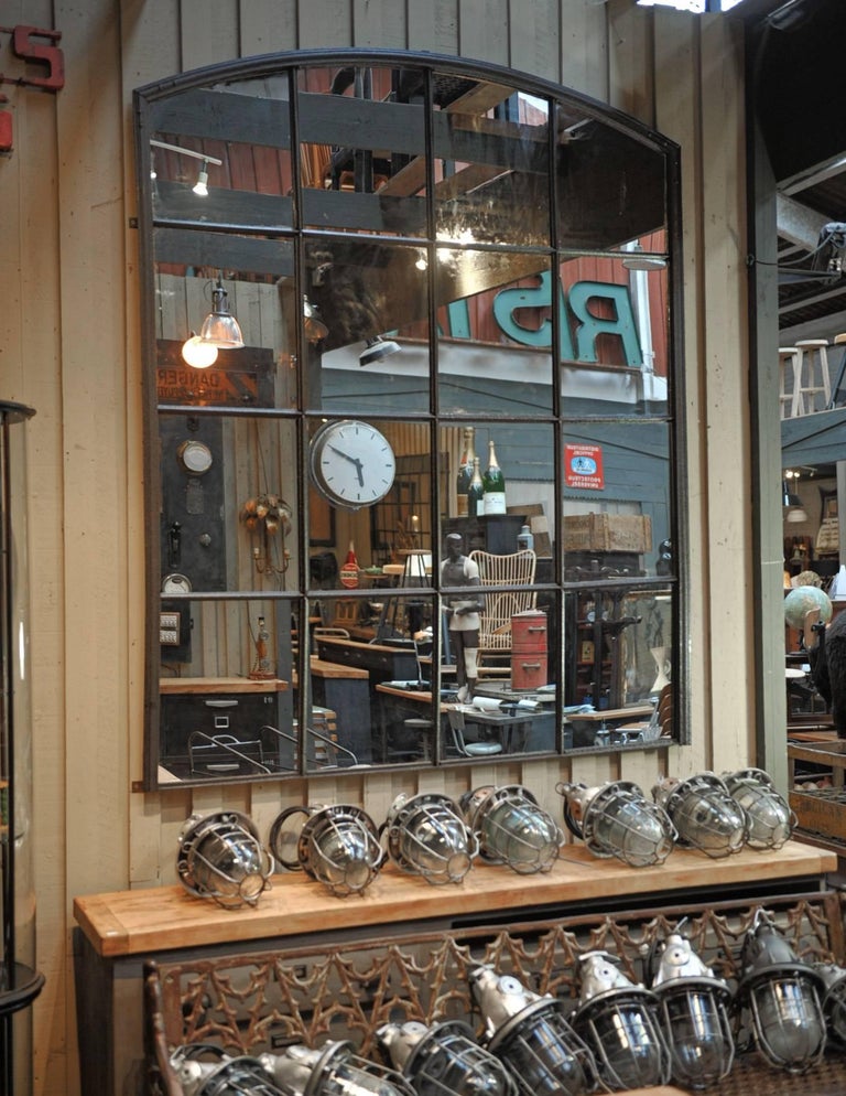 Industrial Riveted Iron Factory 1920s Windows Mirror at 1stDibs