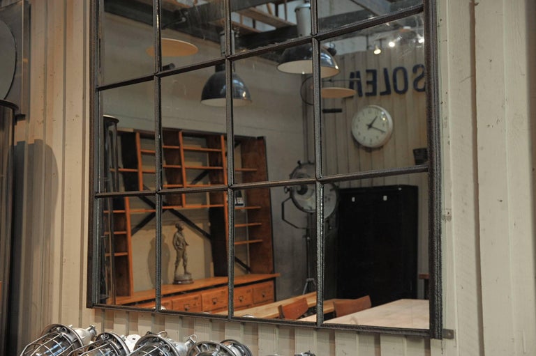 Industrial Riveted Iron Factory 1920s Windows Mirror at 1stDibs