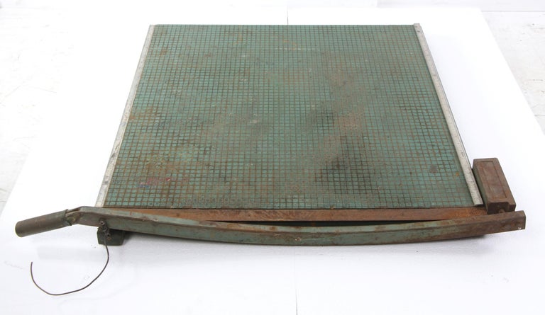 Industrial School Large Scale Green Office Paper Cutter For Sale at 1stDibs