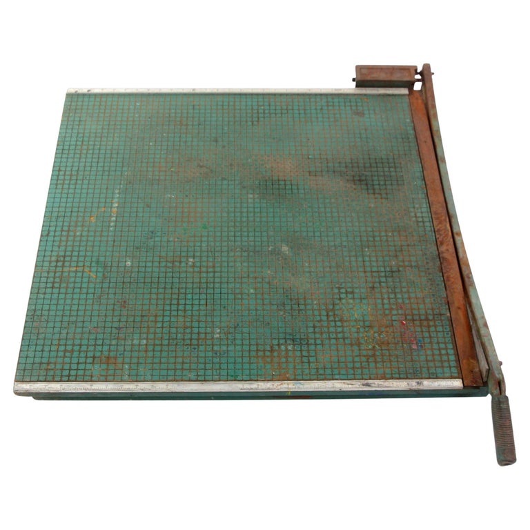 Industrial School Large Scale Green Office Paper Cutter For Sale at 1stDibs